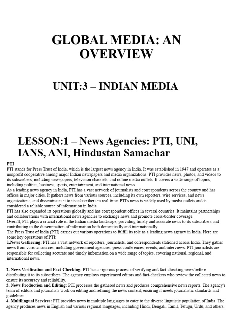 Unit3 Global Media Gauri Gupta | PDF | Cable Television | Satellite Television