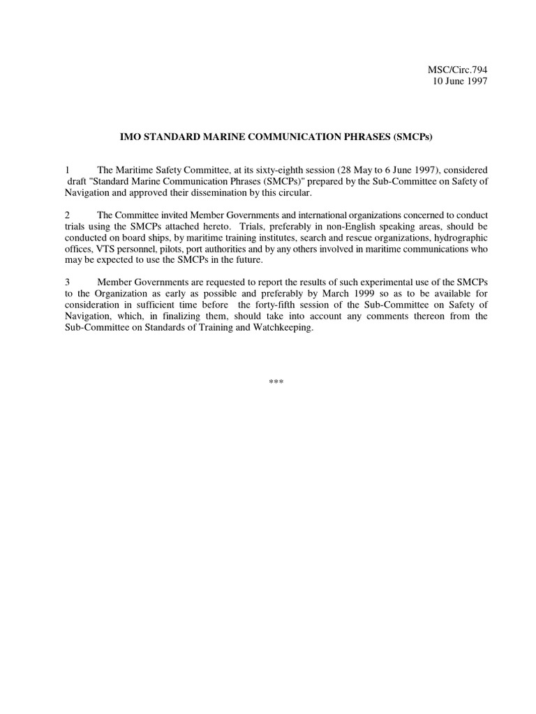 Standard Marine Communication Phrases | Download Free PDF | Search And ...