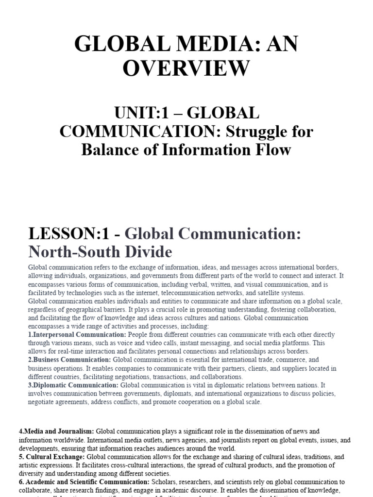 Unit1-Global Media - Gauri Gupta | PDF | News | Media (Communication)
