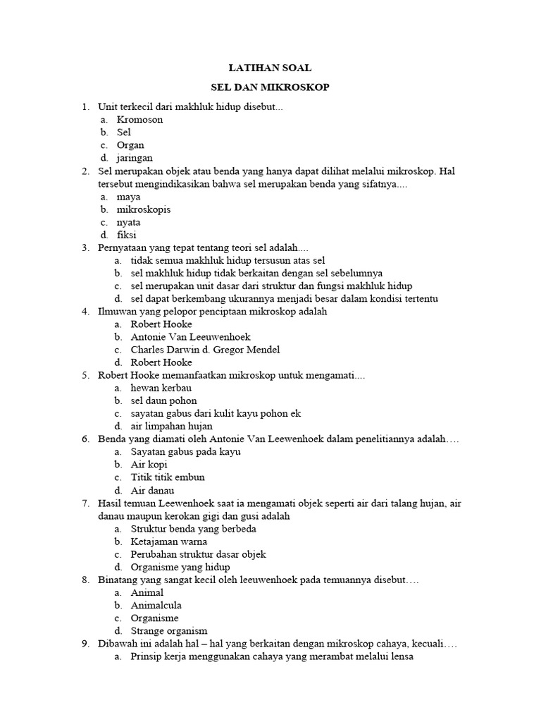 Latihan Soal Sel | PDF