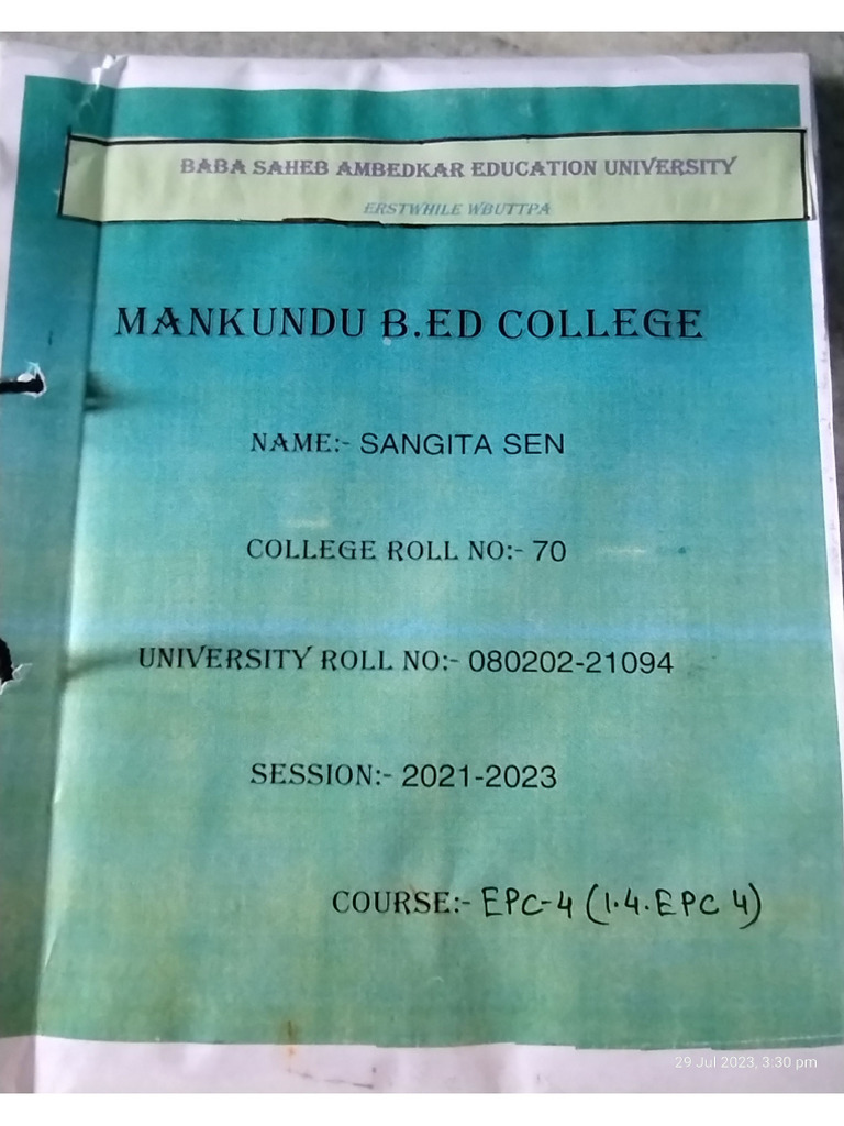 Semester 4, Course EPC 4, Sangita Sen | PDF