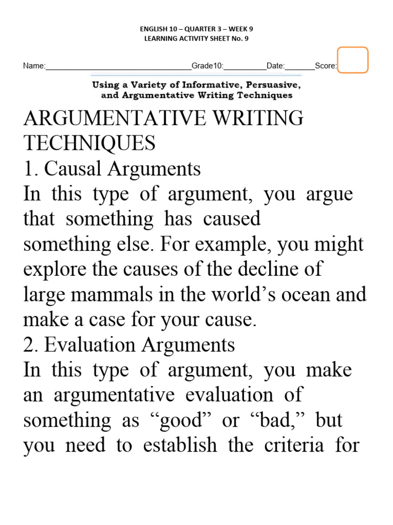 ENGLISH 10-Las 9 | Download Free PDF | Narrative | Argument