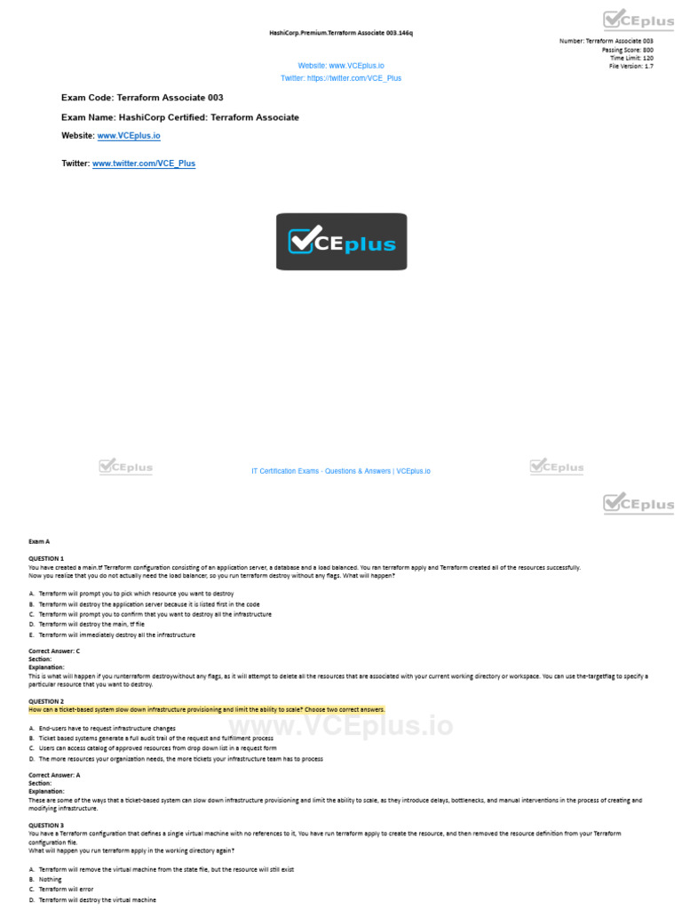 HashiCorp - Premium.Terraform Associate | PDF | Version Control | Cloud Computing