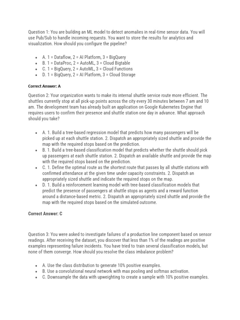 Google Cloud ML Engineer Exam Questions | PDF | Receiver Operating Characteristic | Machine Learning