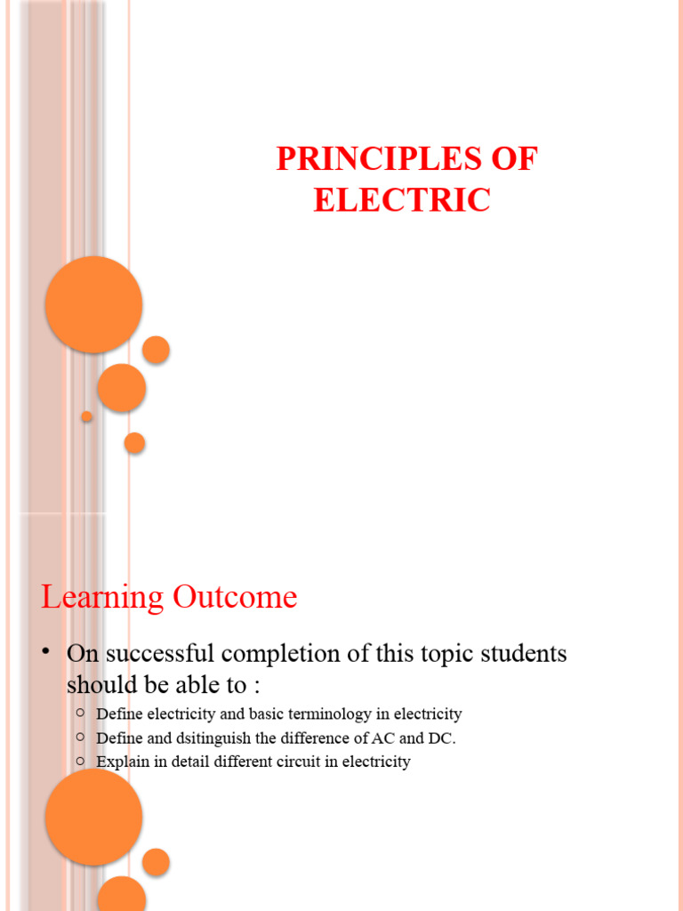 L3-Principle of Electric | PDF | Direct Current | Electric Power