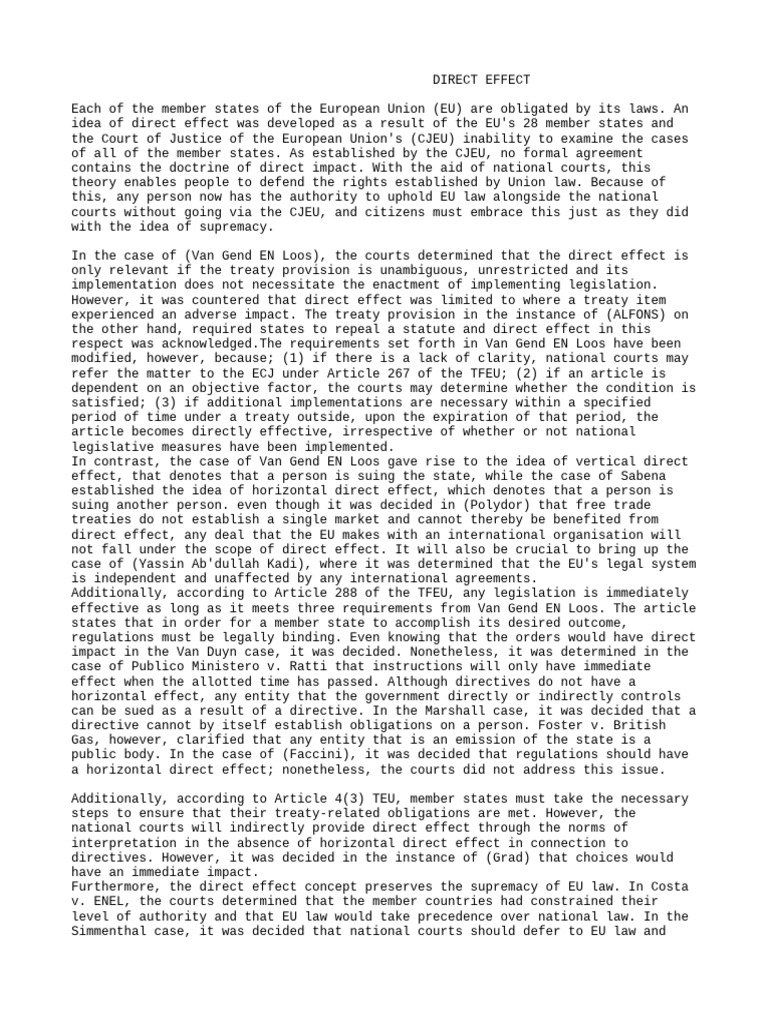 Understanding Direct Effect in EU Law | PDF | European Union ...