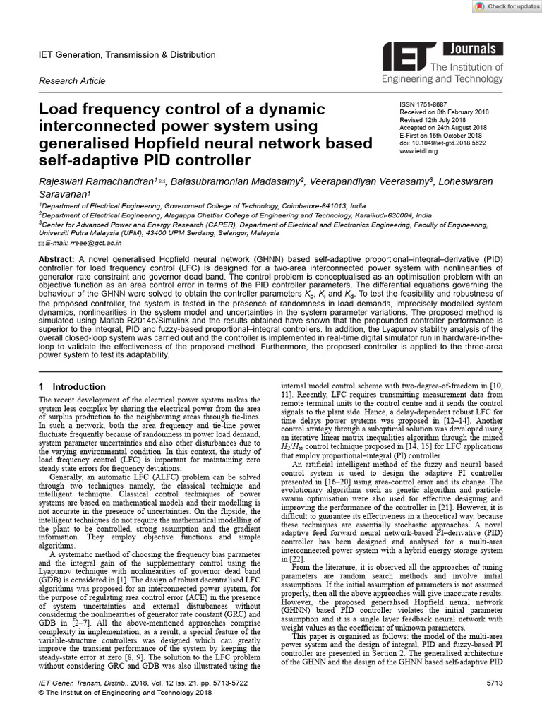 IET Generation Trans Dist - 2018 - Ramachandran - Load Frequency Control of A Dynamic ...