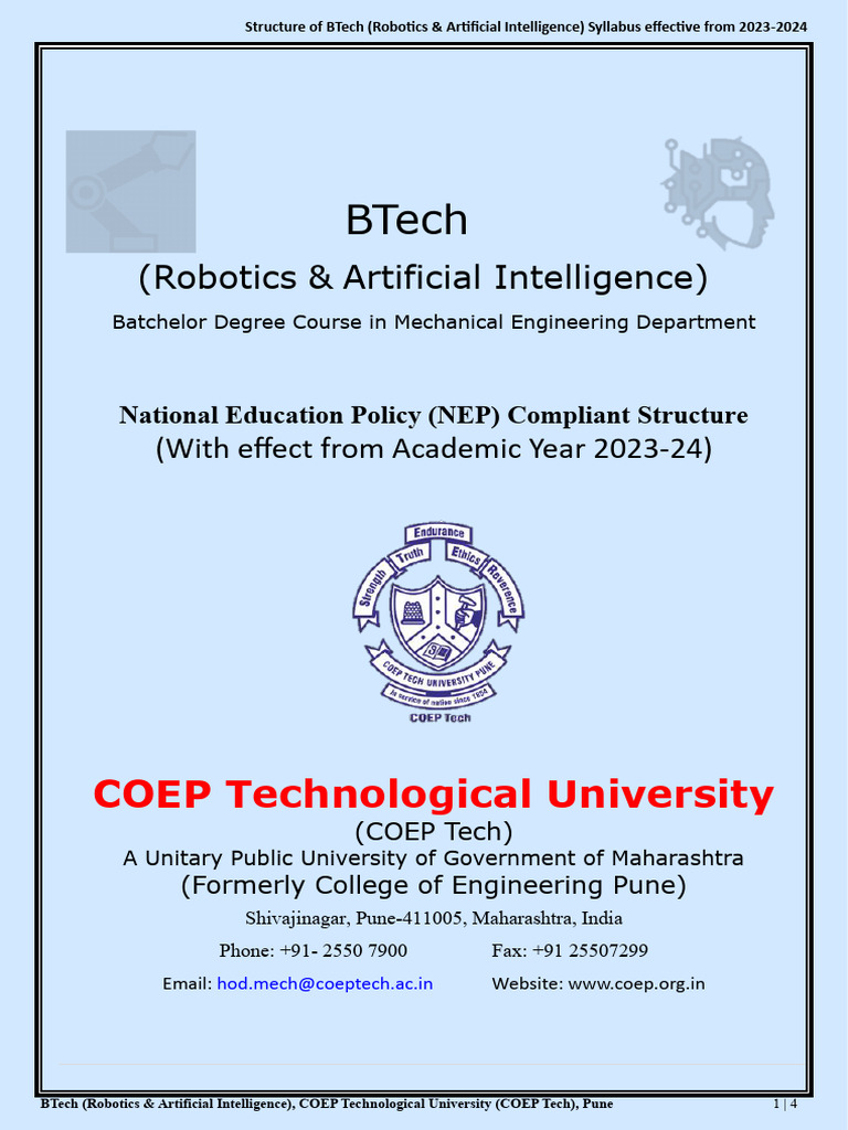 0000 Final Structure BTech (R&AI) August 2023 | PDF | Artificial Intelligence | Intelligence (AI ...