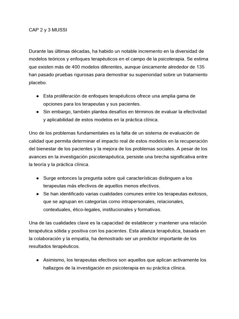 CAP 2 y 3 MUSSI-2 | PDF | Psicoterapia | Sicología