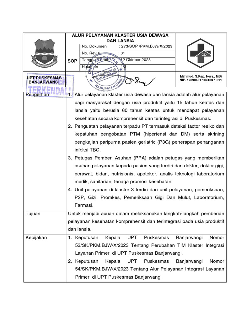Sop Cluster 3 Banjarwangi | PDF | Sains & Matematika