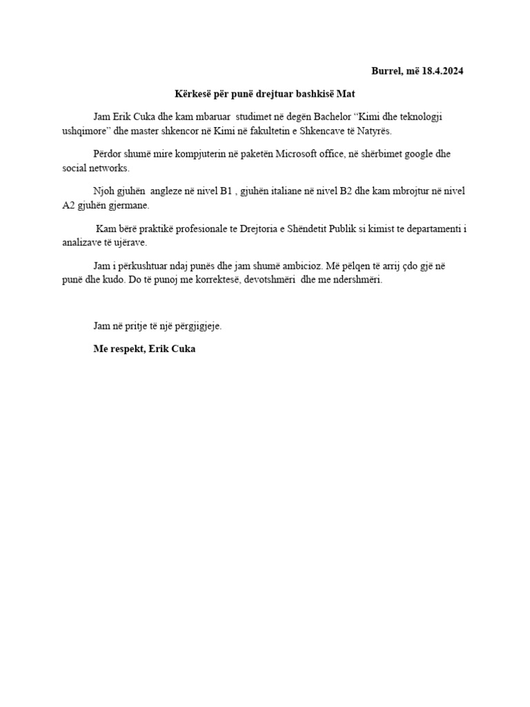 Kerkese Per Pune | PDF