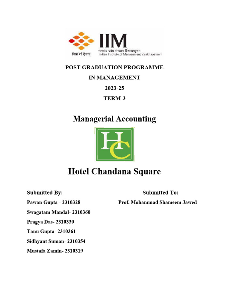 Group 05 Secd Manacc | PDF | Cost | Hotel