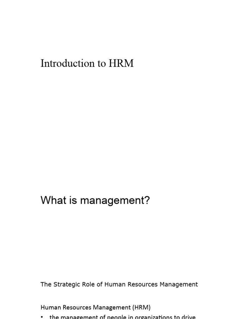 Introduction To HRM | PDF | Human Resource Management | Human Resources