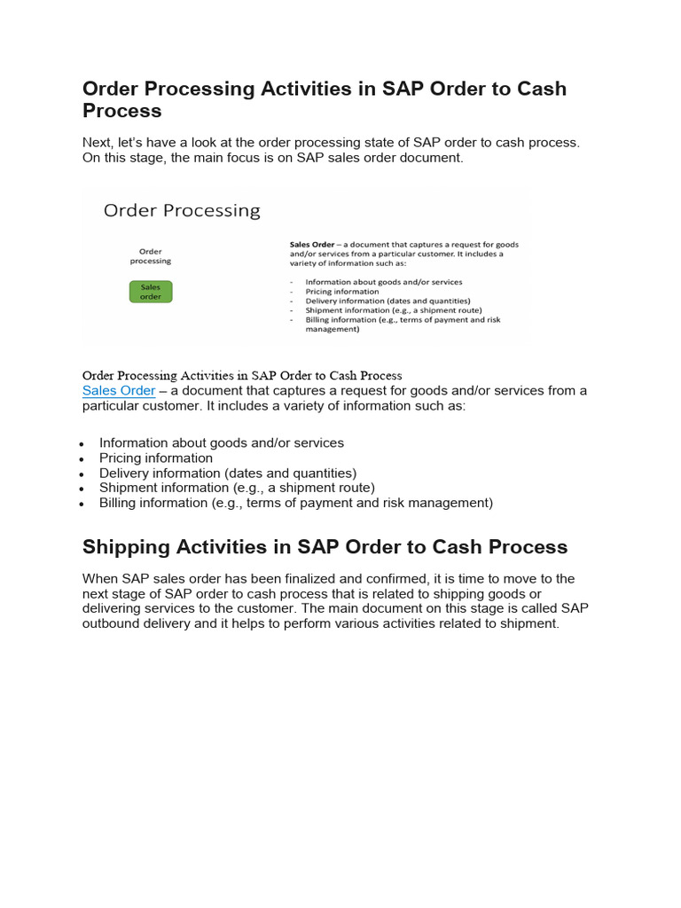 SAP Order to Cash: Order Processing | PDF
