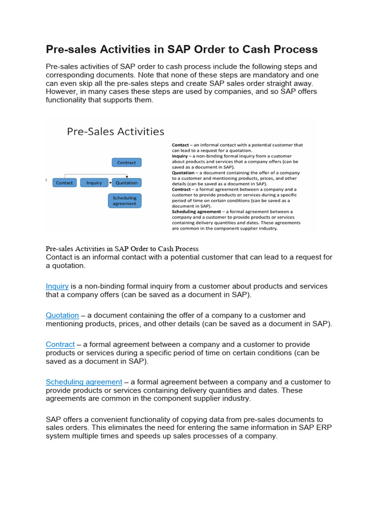 SAP Pre-Sales Activities Overview | PDF