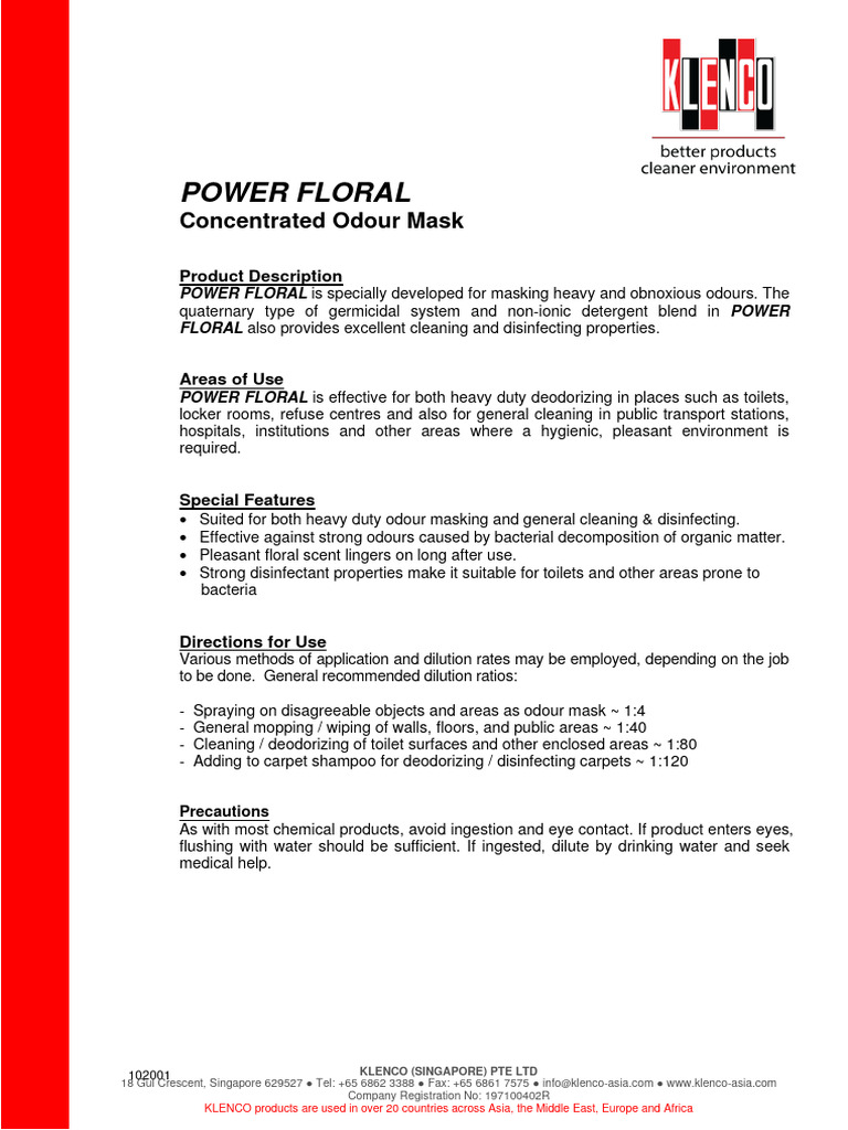 Power Floral | PDF | Dangerous Goods | Disinfectant