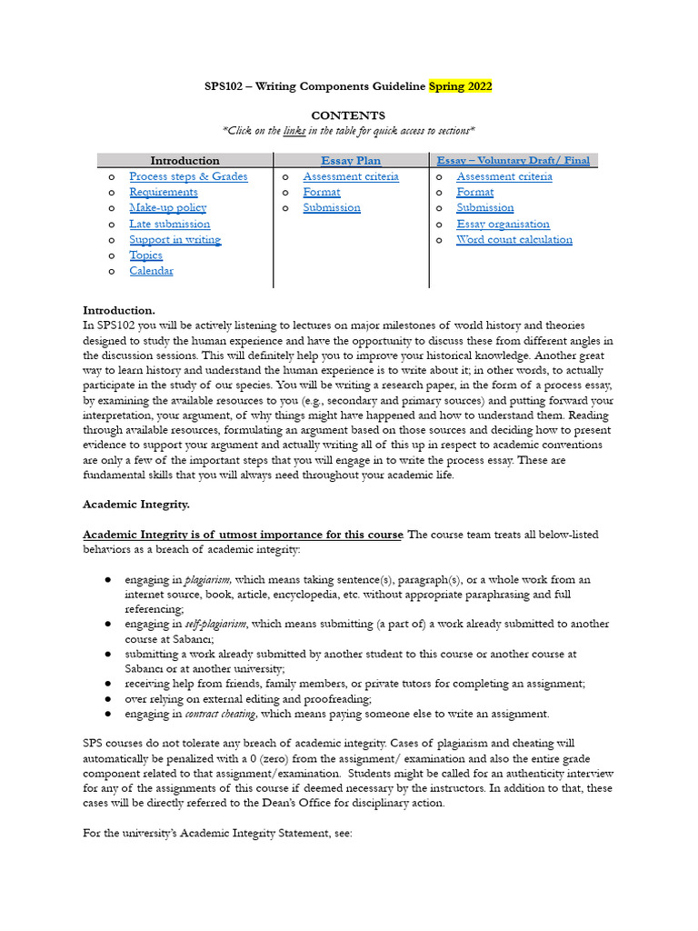 SPS 102 Spring 2022 Writing Assignment Guidelines | PDF | Citation | Essays