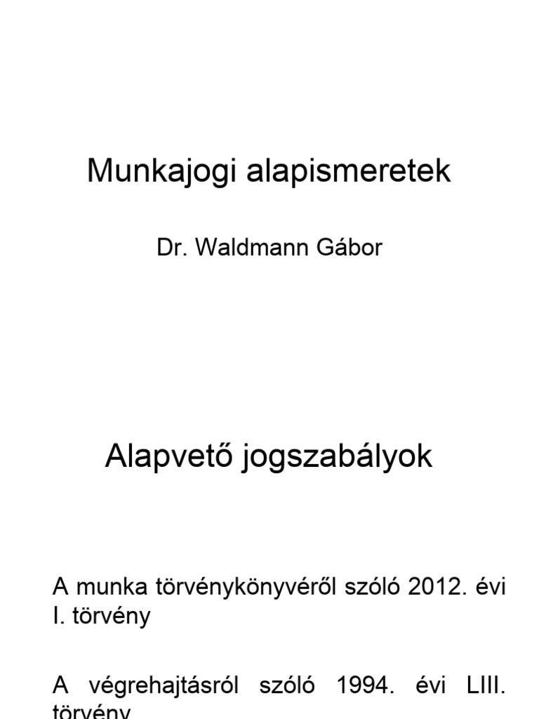 Munkajogi Alapismeretek | PDF