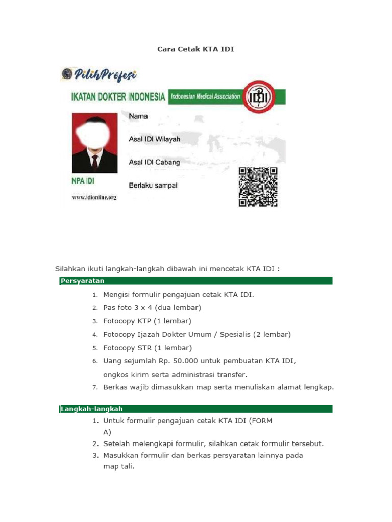 Cara Cetak KTA | PDF