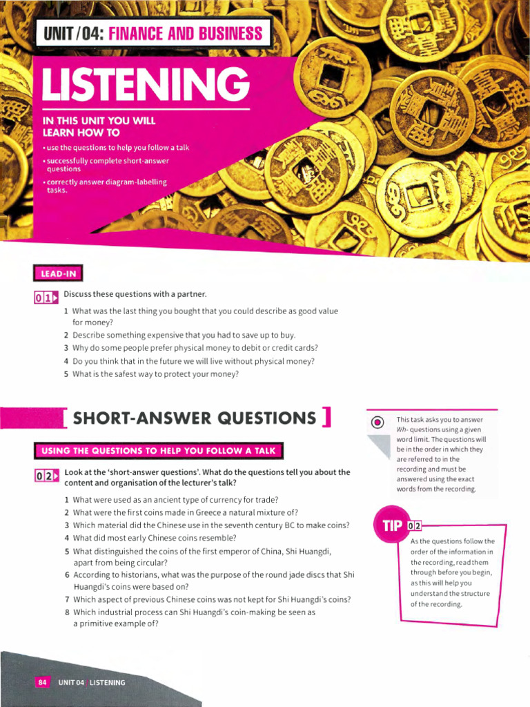 Unit 4 Listening | PDF | Coins | Money