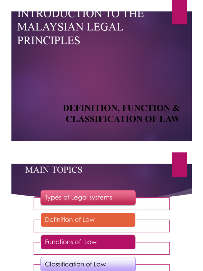 Intro To The Malaysian Legal System (Principles) | PDF | Common Law | Civil Law (Legal System)