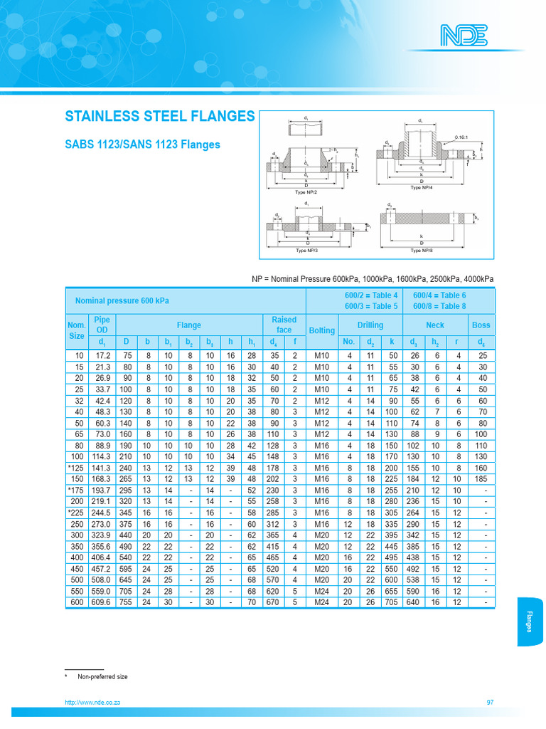 Flanges SABS 1123/SANS 1123 | PDF
