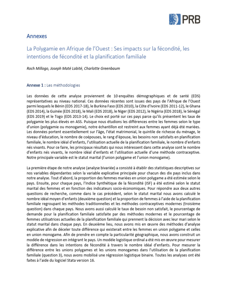 Polygamie en Afrique de l'Ouest: Impacts sur Fécondité et Planification ...