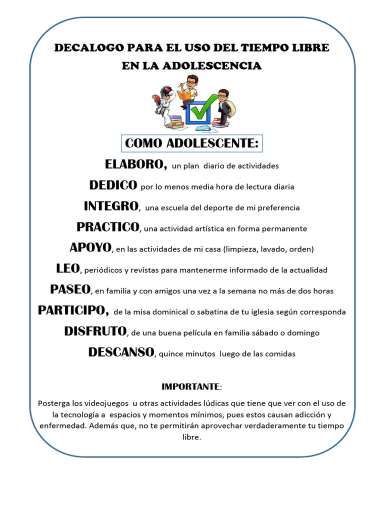 DECALOGO PARA EL USO DEL TIEMPO LIBRE | PDF
