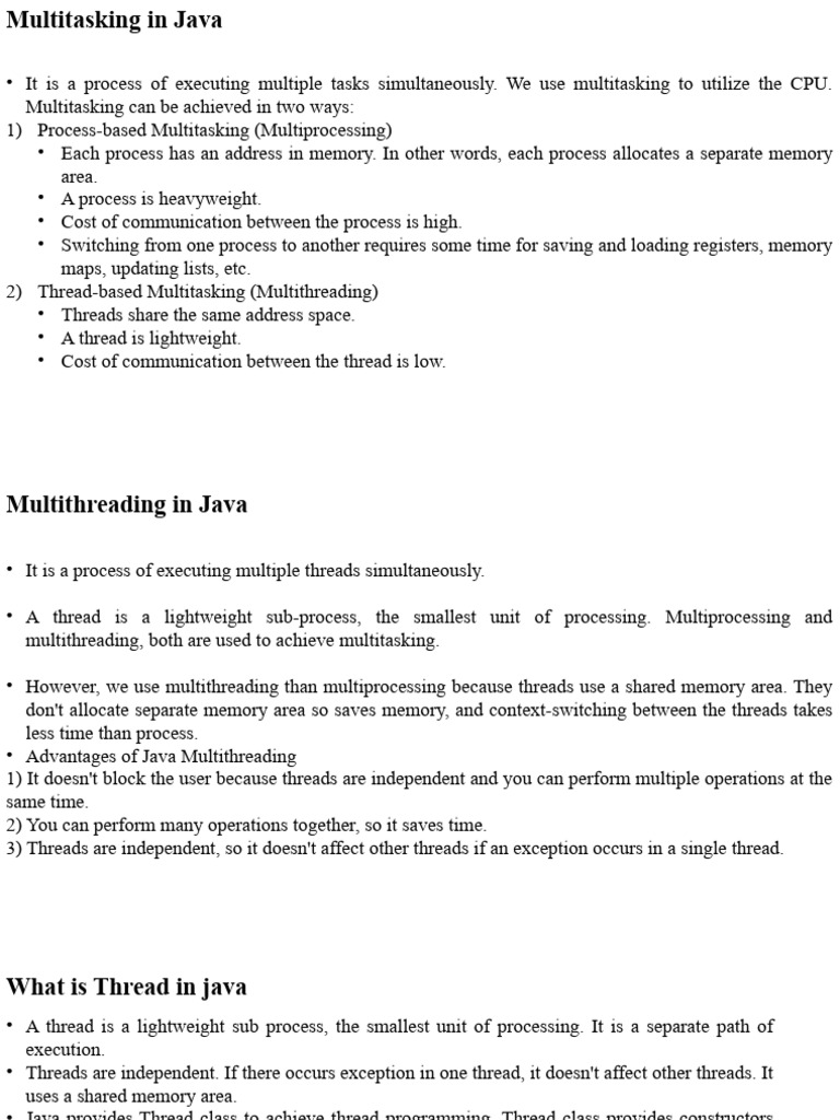 Multitasking in Java | PDF | Process (Computing) | Thread (Computing) Multitasking in Java | PDF | Process (Computing) | Thread (Computing)