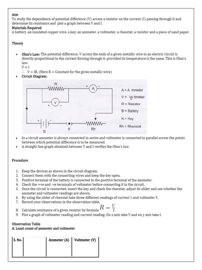 Ohms Law | PDF | Voltage | Series And Parallel Circuits