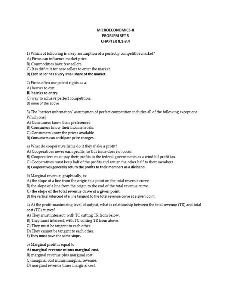 PS5 CH8 | PDF | Profit (Economics) | Marginal Cost