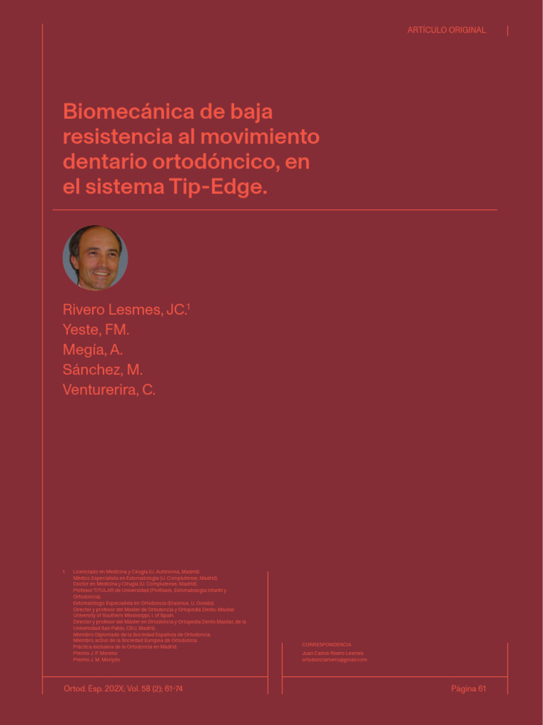 Biomecánica de Baja Resistencia Al Movimiento Dentario Ortodóncico, en El Sistema Tip-Edge ...