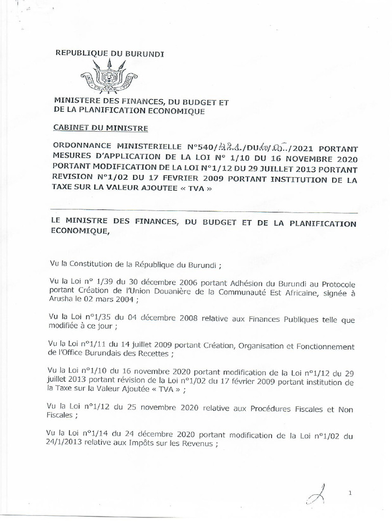 Ordonnanace D'application de La Loi Sur La TVA | PDF