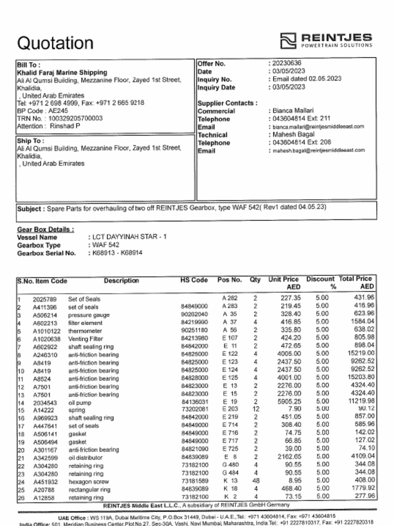 WAF 542_Offer-20230636 SP Rev1 | PDF