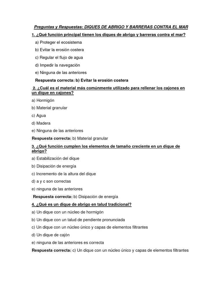 Preguntas TEMA 1-4 | PDF | Dique | Ciencias de la Tierra