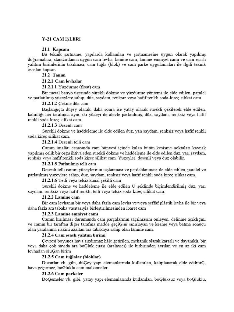 Cam-Isleri Şartnamesi | PDF