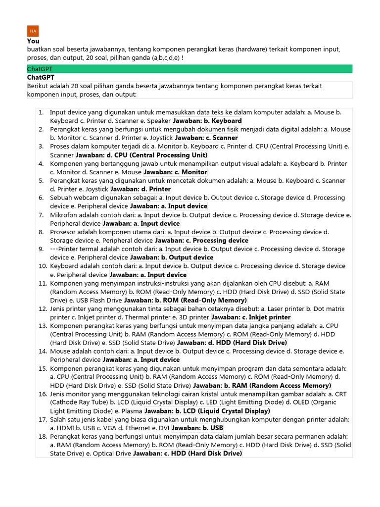 @ Soal Informatika Bab 3 - HW Dan SW | PDF | Game & Aktivitas