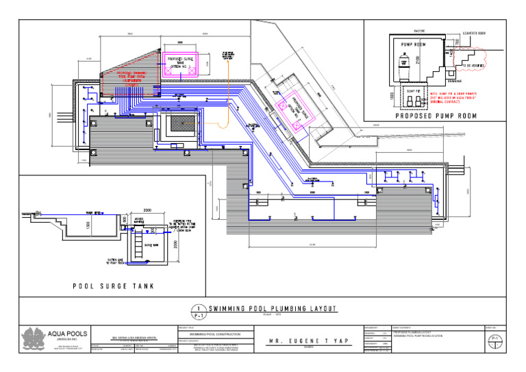 Swimming Pool Plumbing Plan With Proposed Location of Pump Room & Surge ...