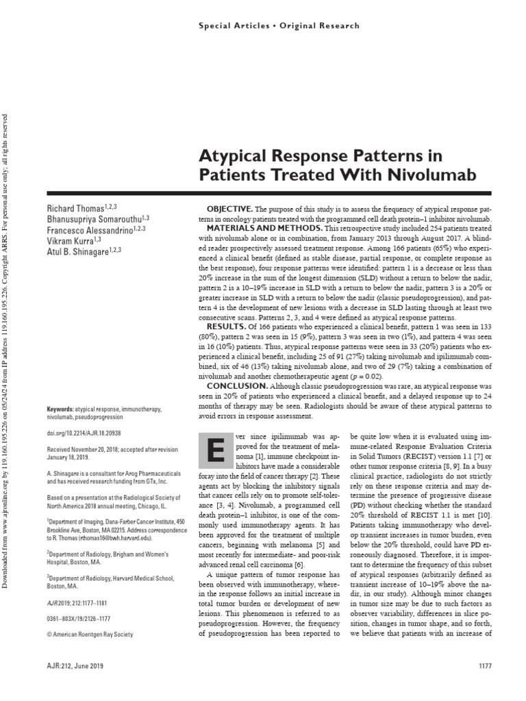 Thomas Et Al 2019 Atypical Response Patterns in Patients Treated With ...