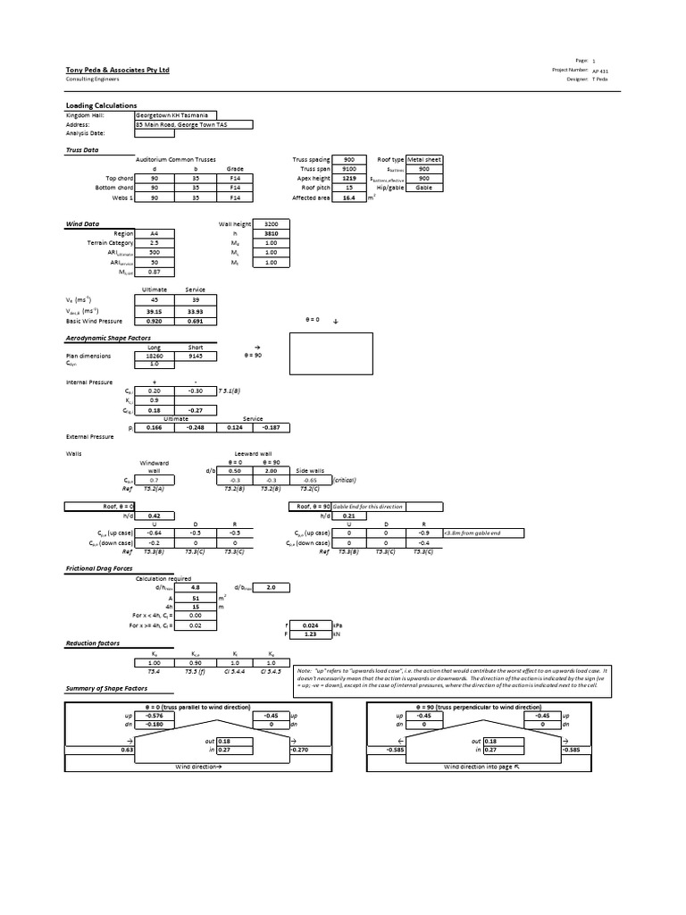 Wind Calcs-George Town | PDF | Truss | Structural Engineering