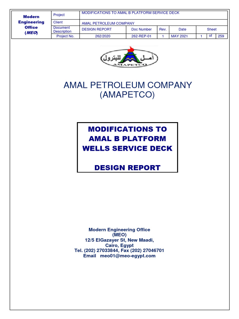 Amal B Platform Service Deck Design Report | PDF | Mechanical ...