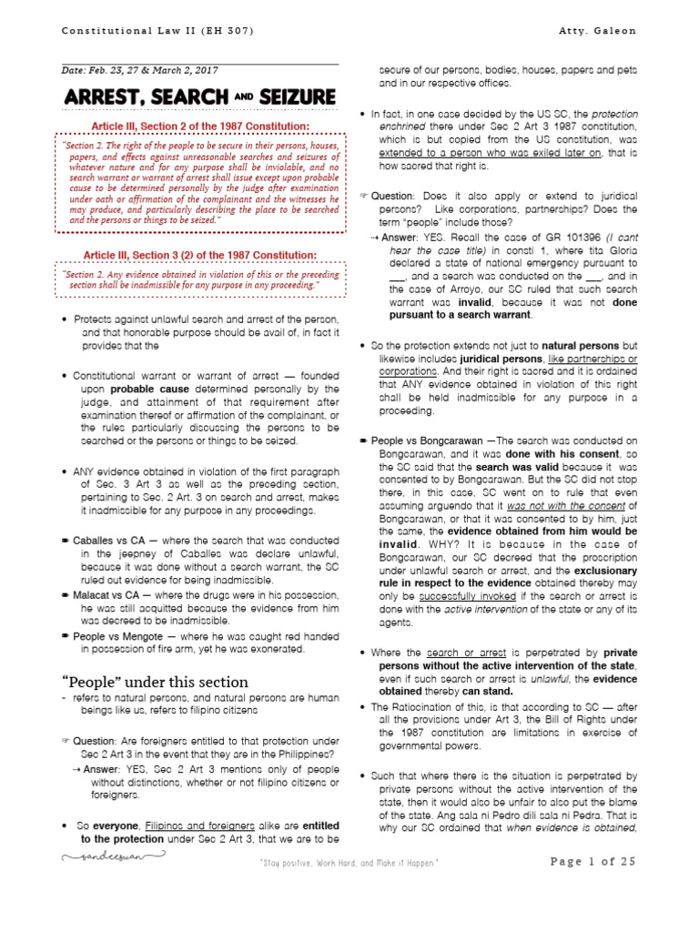 3 Pre Fi - Arrest and Search (Short Bond) | PDF | Search Warrant | Probable Cause