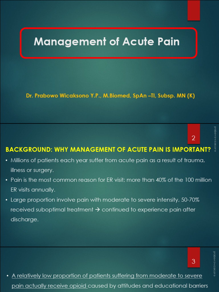 Acute Pain Management FINAL | PDF | Analgesic | Opioid