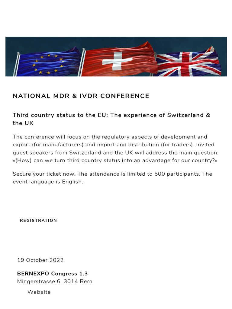 National MDR & IVDR Conference 2022 - Swiss Medtech | PDF | Medical ...