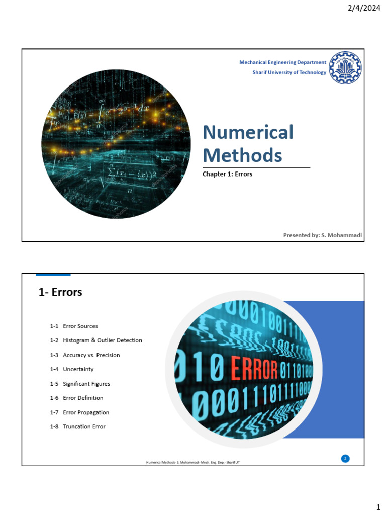 Numerical - Methods Ch1 Errors SM | PDF | Accuracy And Precision | Numerical Analysis