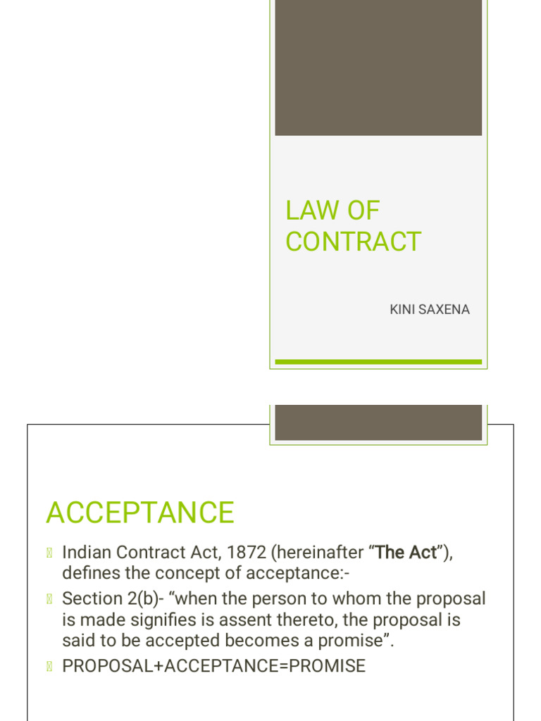 Contract Acceptance Essentials | PDF | Offer And Acceptance | Law Of ...