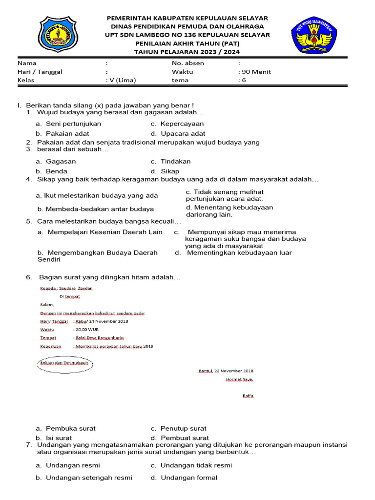 Soal Pas Tema 7 | PDF