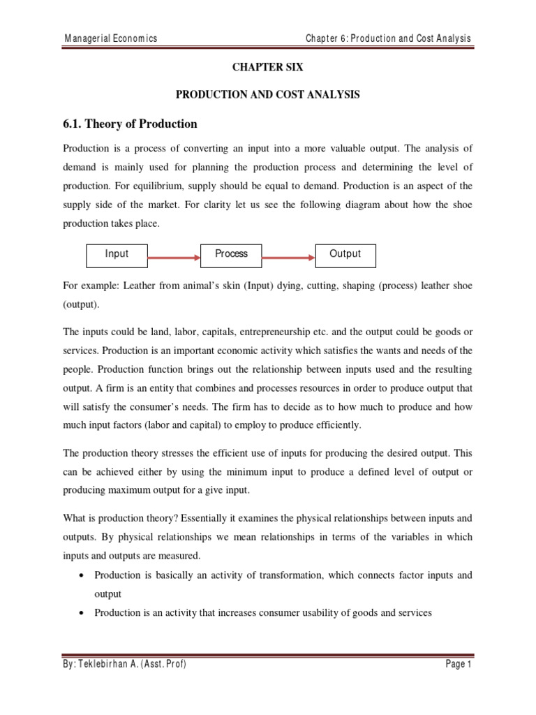 CH 6 Handout | PDF | Factors Of Production | Labour Economics