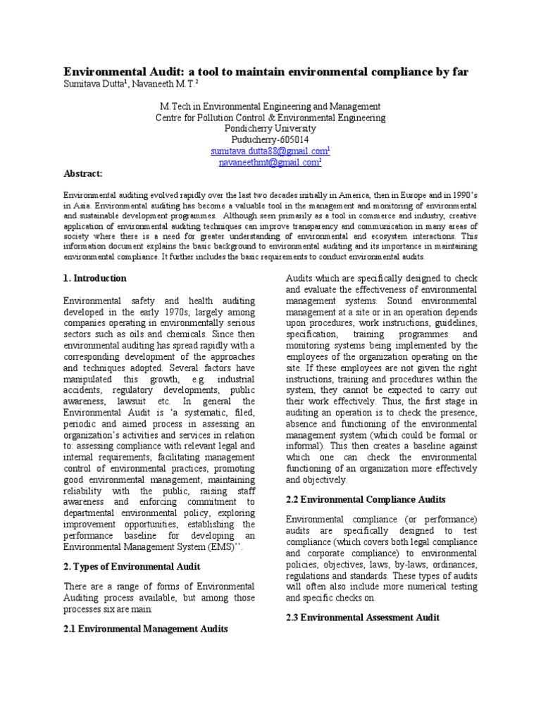 Env Audit Paper | PDF | Audit | Environmental Impact Assessment