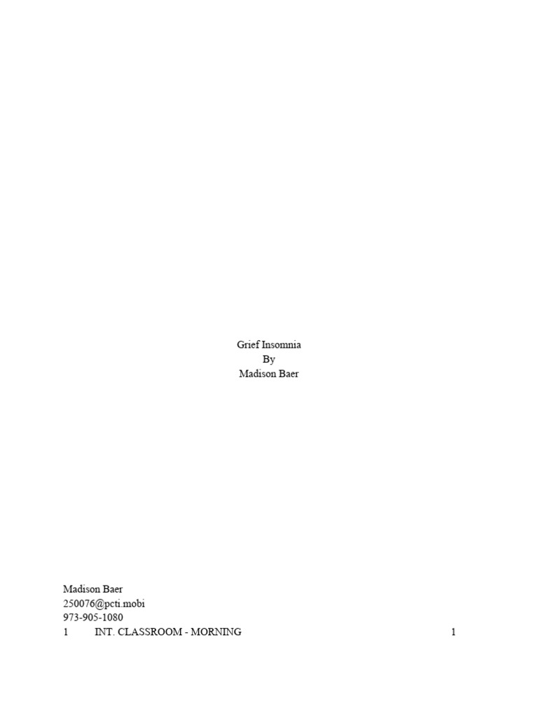 Grief Insomnia Short Film Script | PDF